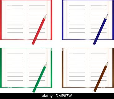 Red notebooks and pencils Stock Vector Image & Art - Alamy