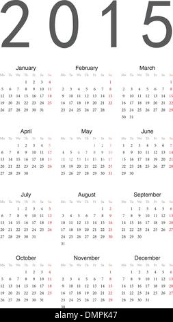 Calendar for 2015 Stock Vector Image & Art - Alamy