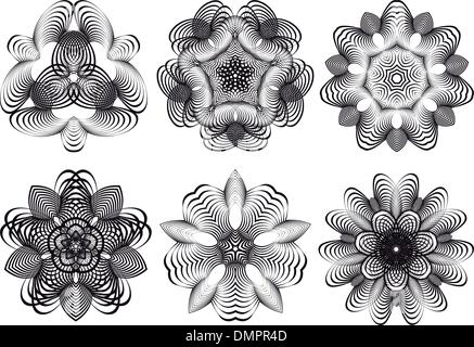 Black and white abstract geometric flower vector seamless pattern Stock ...