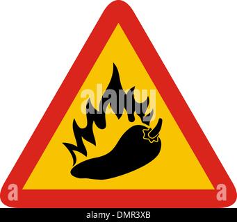 Red hot chili pepper icon in red circle and triangle - hot spicy food ...