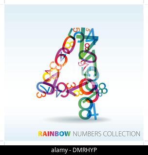 Abstract colorful number Four. Vector illustration. Creative number ...