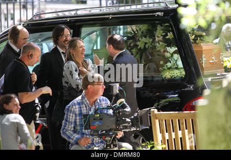 Karl Pilkington David Earl on set of 'Derek' at a Church in north ...