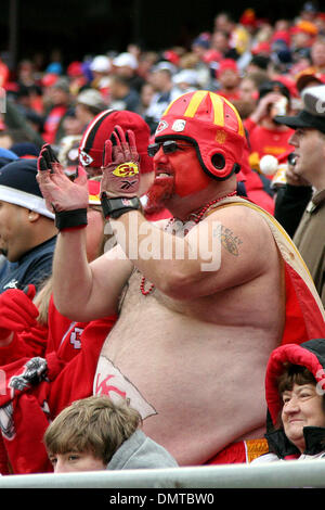 A Chiefs fan, ''Belly Boy'', cheers during the Cowboy's 26-20 victory ...