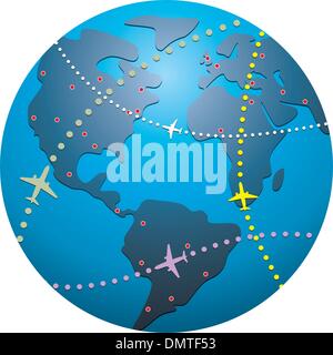 vector airplane flight paths over earth globe Stock Vector Image & Art ...