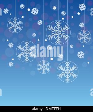 Round vector snowflake. Abstract winter hexagonal light blue and white ...