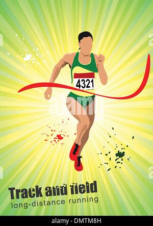 Long-distance runner. Poster. Vector illustration Stock Vector Image ...