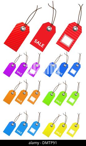 Label rectangle empty badge attached string colorful background tag ...