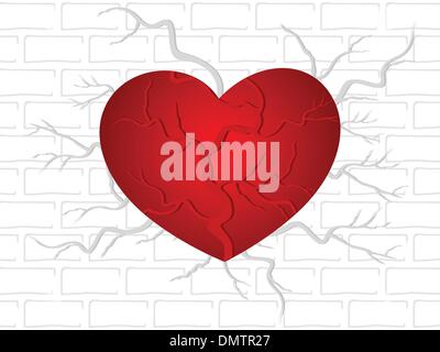 happy valentines day broken heart love sad vector illustration pink ...