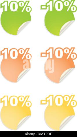 10 percent discount coupon icons on round color glass buttons Stock ...