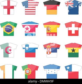 A set of vector icons with flags of countries and with the inscription ...