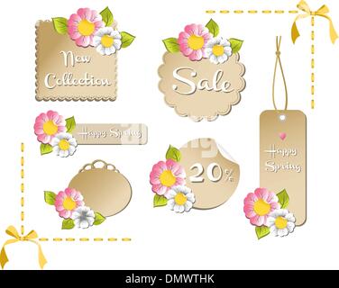 Cute set of Spring price tag templates with watering can, eggs, nest ...