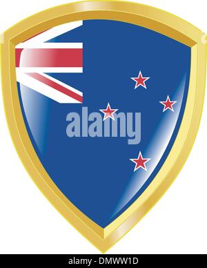 New Zealand coat of arms and flag, official symbols of the nation Stock ...