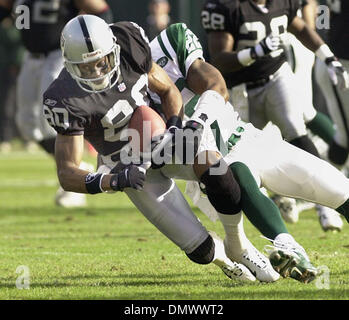 Jan 06, 2002; Oakland, CA, USA; Oakland Raider Brad Deluiso celebrates ...