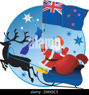 Vector cartoon New Zealand map icon in comic style. New Zealand sign ...