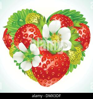 Ripe Strawberries in Heart Shape with Sour Cream Stock Vector Image ...
