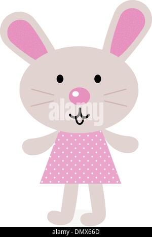 cute little doll with rabbit animal vector illustration design Stock ...