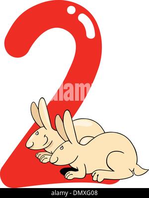 Vector illustration with two rabbits on heart. Design for valentine ...