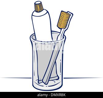 cup with toothbrush and toothpaste Stock Vector Image & Art - Alamy