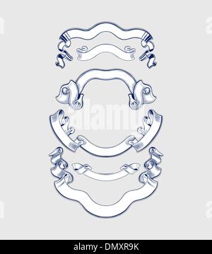 Set of Decorative Calligraphy ribbon frame banner and Borders Art ...