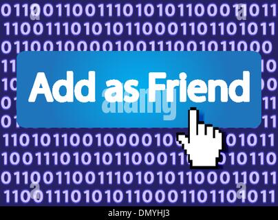Keyboard with add friend button, social network concept. Keyboard keys icon button vector ...