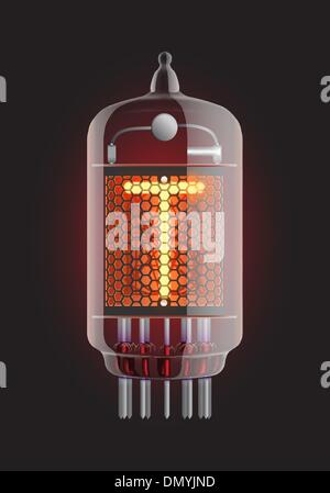 Nixie tube indicator lamp with letter N lit up, as retro-styled ...