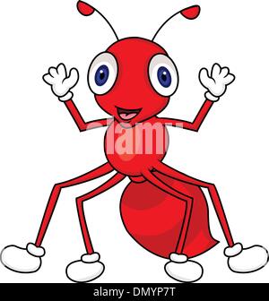 Cartoon red ant waving isolated on white background Stock Vector Image ...
