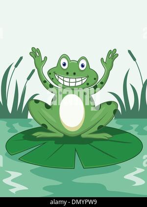 cartoon frog in puddle Stock Vector Image & Art - Alamy
