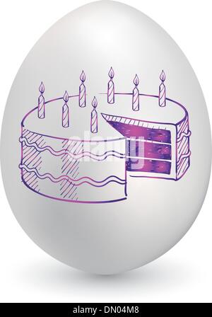 Vector illustration for Easter holiday. Easter cake and painting eggs ...