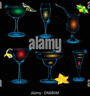Neon cocktail glass icon Stock Vector Image & Art - Alamy