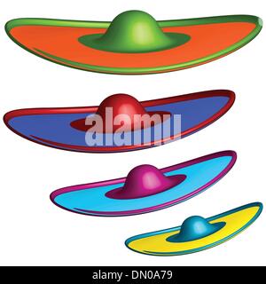 Mexican sombrero hats with Mexico flag colors ornament, vector icons ...