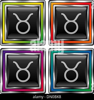 Taurus symbol icon black color in round circle outline vector I Stock ...