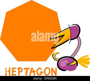 Heptagon cartoon geometric shape for kids to learn basic math education ...
