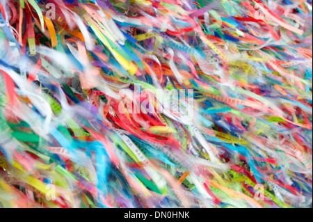 Wall of wish ribbons blowing in the wind at the famous Igreja Nosso ...