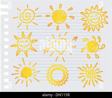 Sun draw cartoon design, Summer spring nature tropical season holiday ...