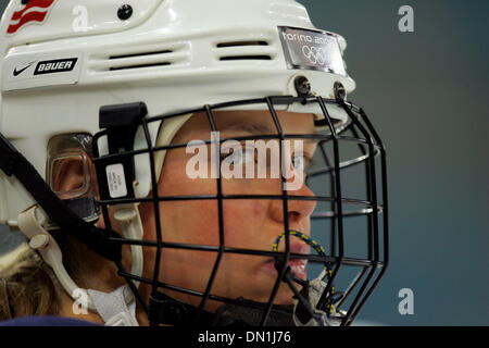United States' women's hockey team goalkeeper Alex Cavallini practices ...