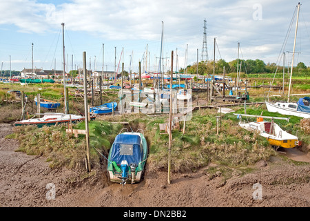 Boats and yachts wait for the tide in their mud berths in Wardley's ...