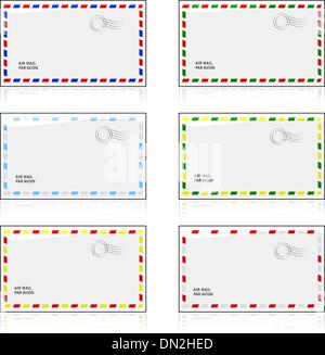 Air mail paper letter envelopes vector set. Blank envelope for airmail ...