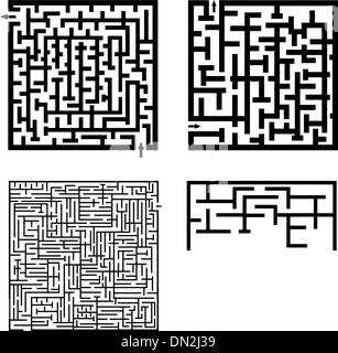 A huge square labyrinth with an entrance and an exit. Simple flat ...