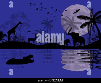Zoo animals in the wild nature background Stock Vector Image & Art - Alamy
