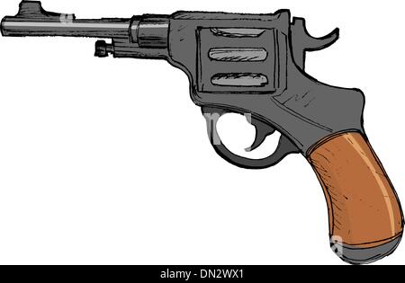 Revolver side view gun vector icon. Bullet pistol western handgun ...