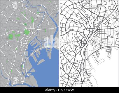 Urban city map of Tokyo. Vector illustration, Tokyo map art poster ...