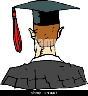 graduate man portrait with graduation hat vector illustration Stock ...