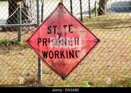 State Prisoners Working Warning Sign Stock Photo - Alamy