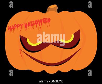 Pumpkin with carved evil face for Halloween vector illustration Stock ...