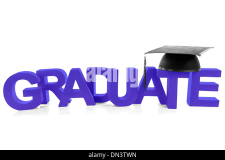 The word " graduate " with the hat on a white background Stock Photo ...