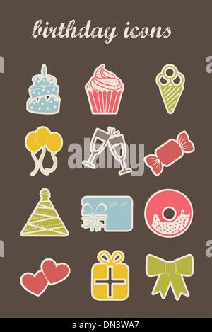birthday stickers icons Stock Vector Image & Art - Alamy