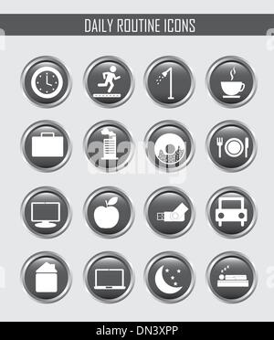 Man Daily Routine Icon Sign Symbol Pictogram Stock Vector Art ...