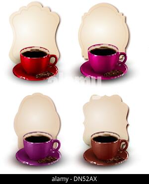 Coffee illustration for poster or menu template. Decorative sketch of ...