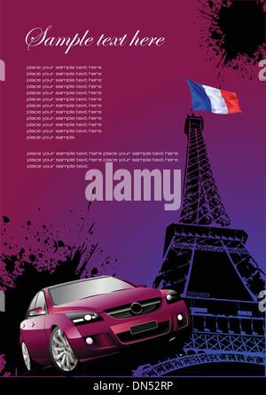 Cover for brochure with Paris image and France flag Stock Vector Image ...