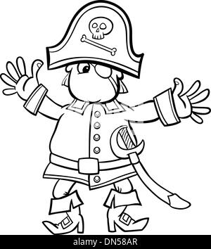Coloring book for kids, cartoon pirate. Vector isolated on a white ...